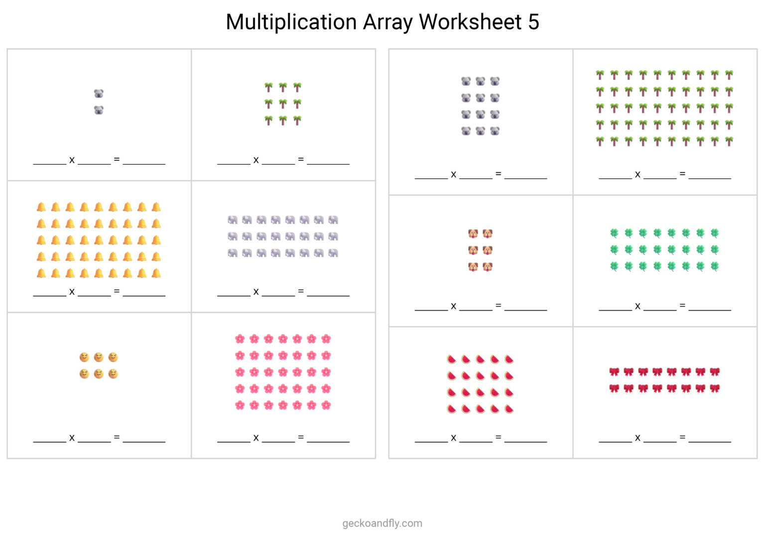 20+ Free Printable Multiplication 1-12 Worksheets, With Arrays and Tables